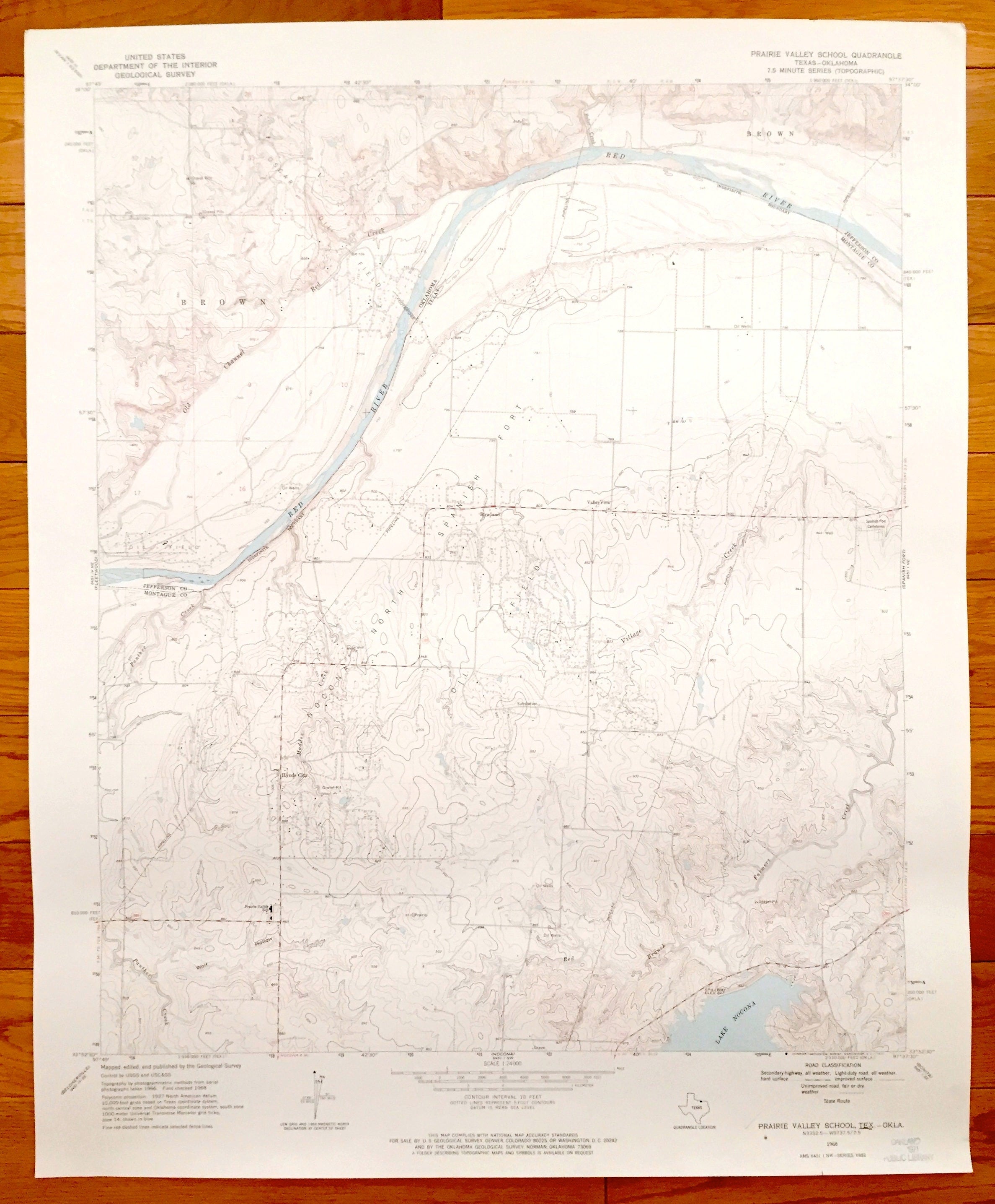 Antique Prairie Valley School, Texas & Brown, Oklahoma 1968 US Geologi ...