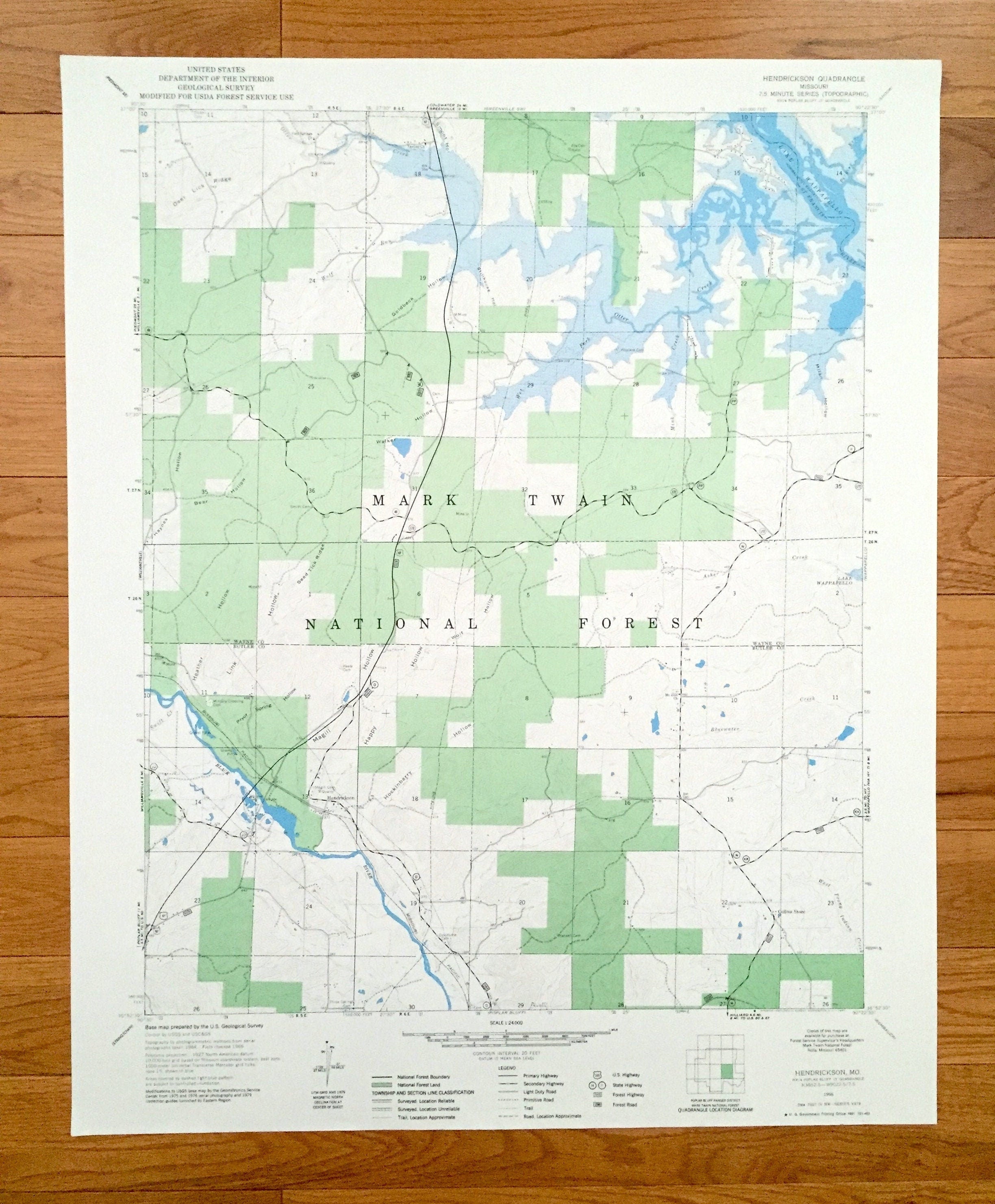 Antique Hendrickson, Missouri 1966 US Geological Survey Topographic Ma ...